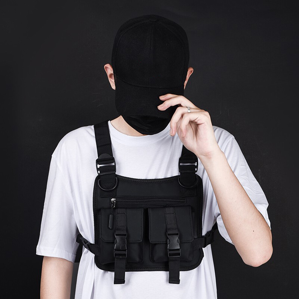 Men Chest Bags Functional Street Hip-hop Tactics Vest Bag for Travel ...