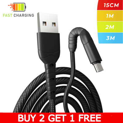 For iPhone Charger Cable Heavy Duty Braided USB Fast Charge Charging ...