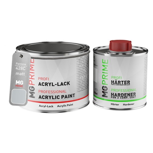 Pantone 428C Grey Acryl Lack matt 0,75 Liter 750 ml Dose inkl. Härter ...