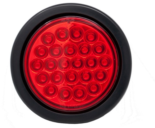 4" Inch Red 24 LED Round Stop/Turn/Tail Truck Trailer Light Kit Grommet ...