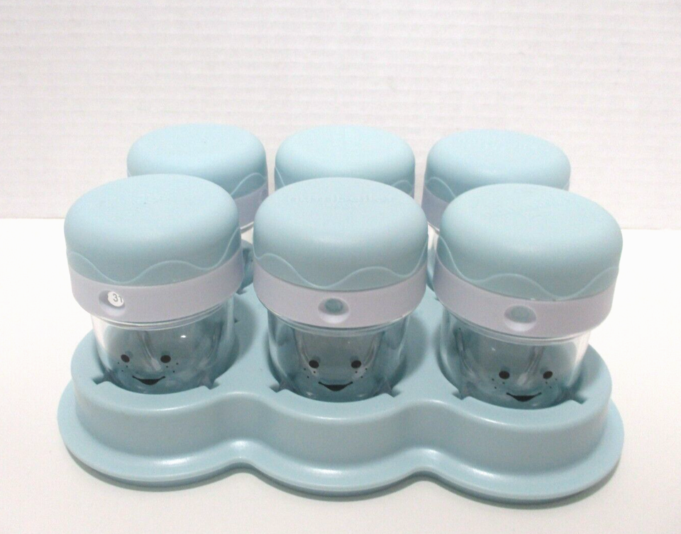 Baby Bullet Blue Tray Date Dial Storage Cups & 2 Silicone Freezer ...