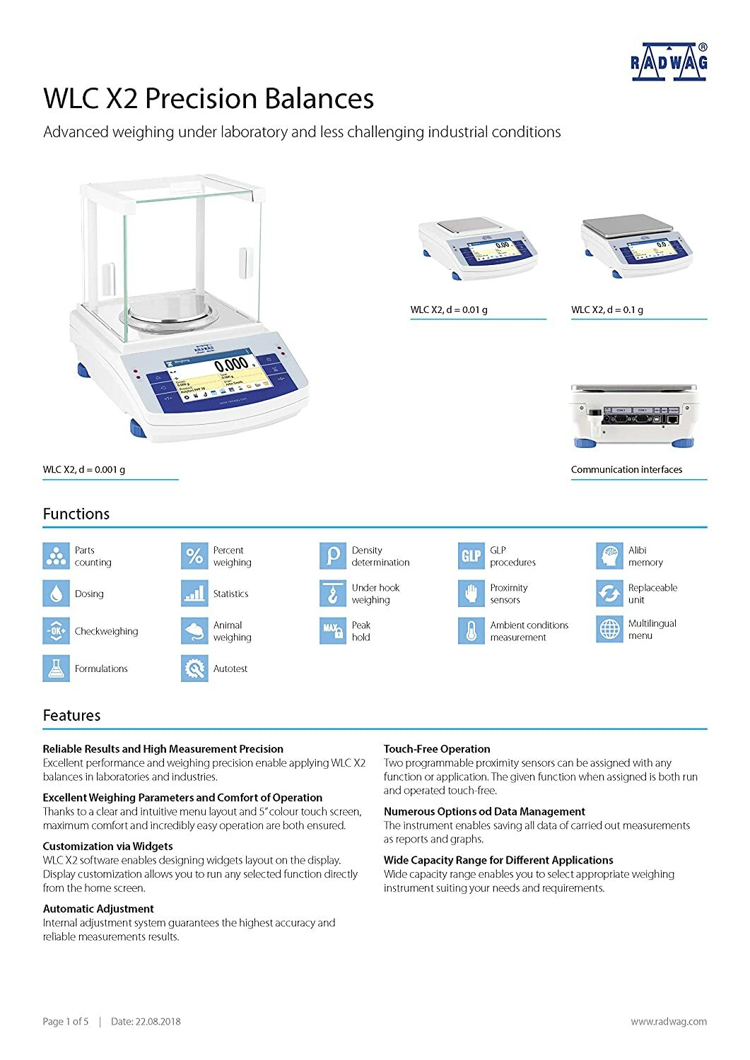 Radwag WLC 1/10.X2 Advanced Precision Balance Scale RS232 USB WiFi 10kg ...