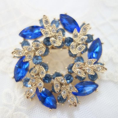 Clear Sea Blue/Sea Blue Pyroxene Brooch Vintage-Stylewreath | eBay ...