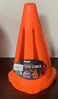 (4 PACK) Franklin High Visibility Color Orange 9" Tall MLS Flexi Cones ...
