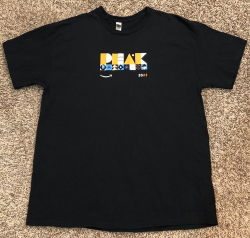 Amazon Peak Official 2022 Orange Blue White Logo Men's Black T-Shirt XL ...