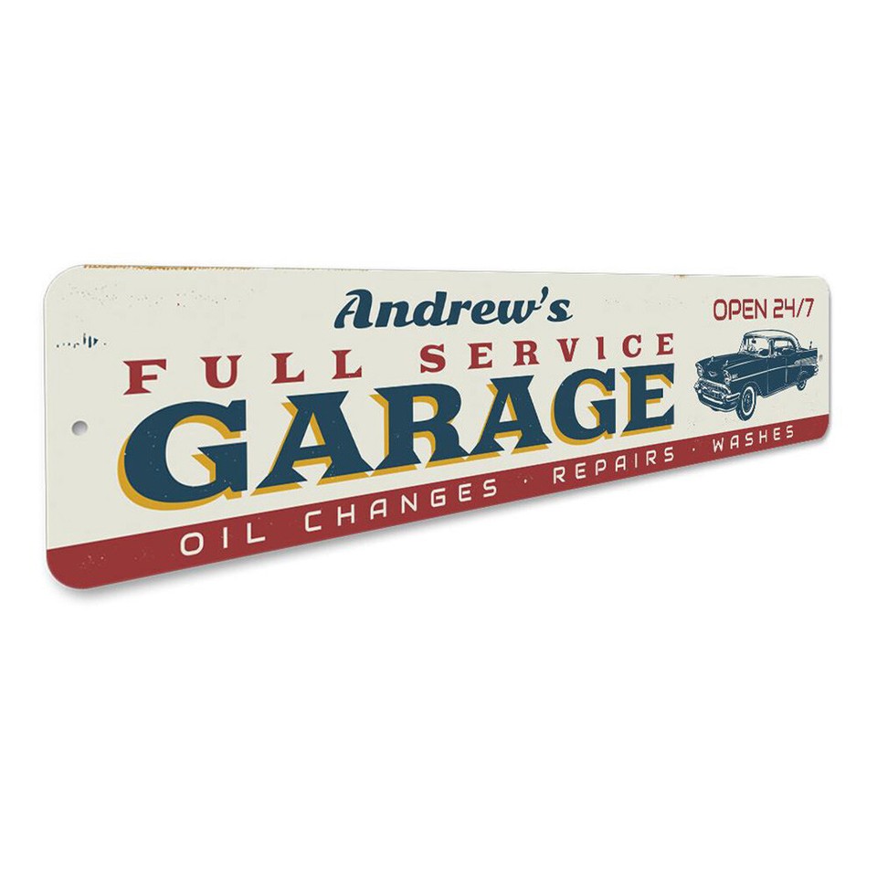Personalized Car Full Service Garage Sign Custom Owner Name Aluminum ...