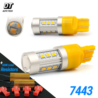7443 7440 7444 LED Amber Front Turn Signal Parking Hi Power Light Bulbs ...
