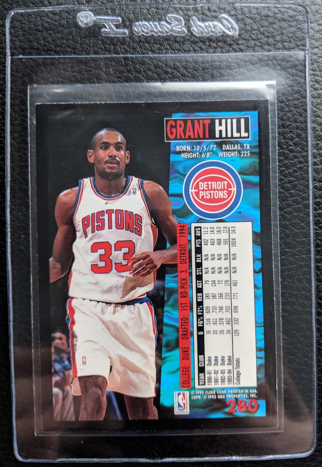 1994 95 FLEER #280 GRANT HILL ROOKIE CARD RC DETROIT PISTONS MINT HOF ...