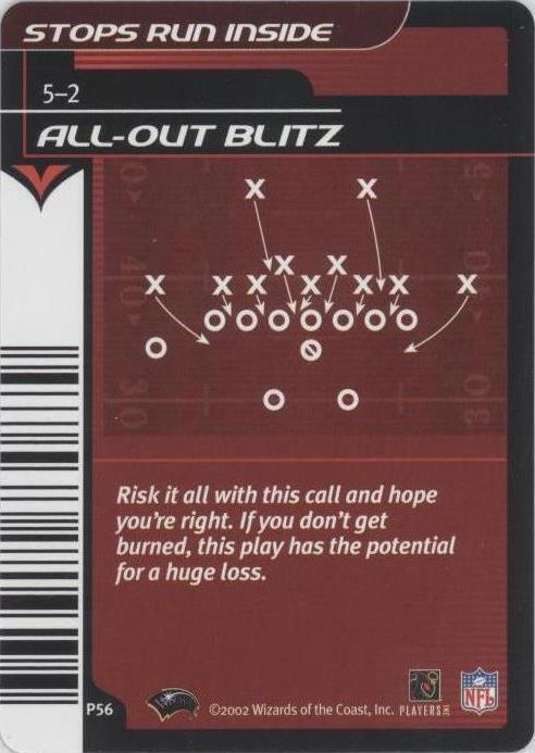 2002-03 NFL Showdown - Plays Defense All-Out Blitz #P56 for sale online ...