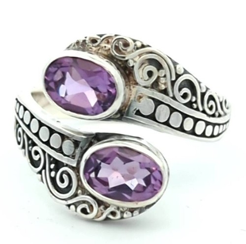 Video Samuel B Behnam 925 Sterling Silver Natural Amethyst Artisan Ring ...