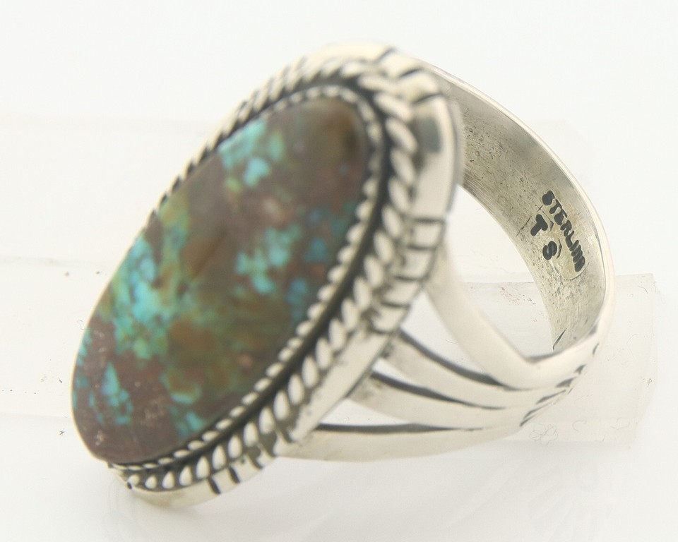 Vintage Navajo Ring 925 Sterling Authentic Turquoise Artist Signed TS ...