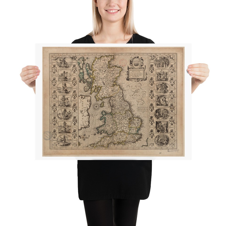 Rare Old Viking Map of England, Wales & Scotland in 1611- Anglo-Saxon ...