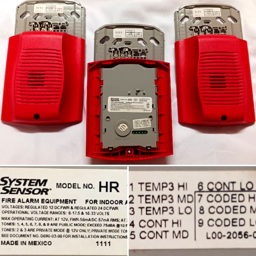 LOT OF 3 SYSTEM SENSOR HR HORN FIRE ALARM EQUIPMENT OPEN BOX BOXES ...