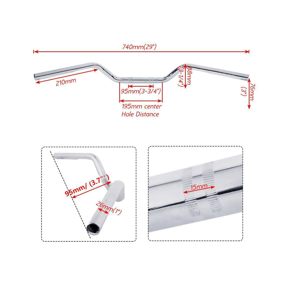 1" Dimpled 3" Low Rise Tracker Drag Bars Handlebars Custom For Harley ...