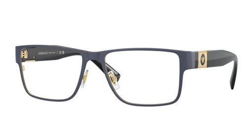 New VERSACE Rectangular Eyeglasses MOD. 1274 1468 55-17 140 Blue & Gold ...