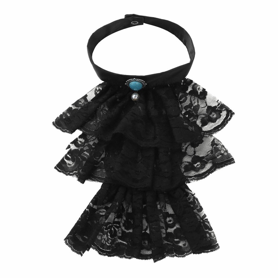 Lace Jabot Victorian Renaissance Ruffle Neck Collar Colonial Costume ...