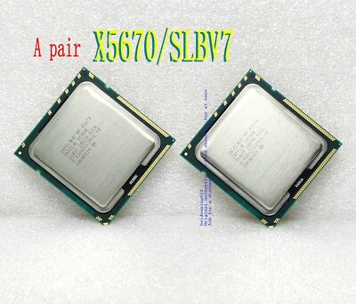 A pair of INTEL X5670 (SLBV7) six core / 2.93GHZ / 12MB LGA1366 ...