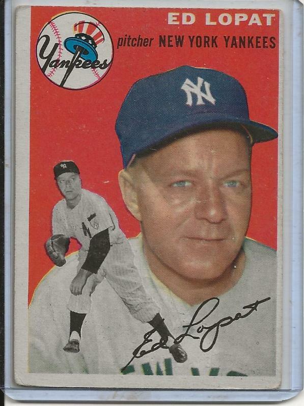 1954 Topps Baseball Card Ed Lopat Pitcher New York Yankees Excellent ...