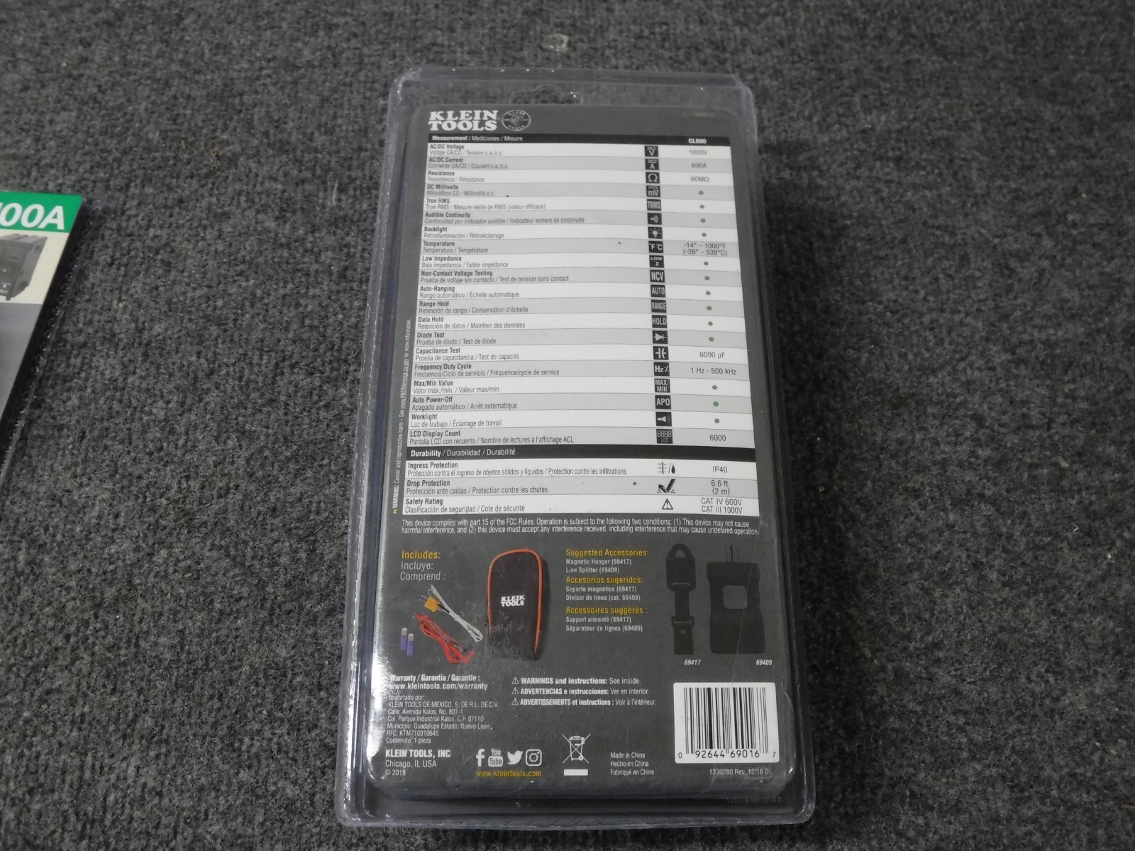 Klein Tools CL800 AC/DC True RMS Auto-Ranging Digital Clamp Meter for ...