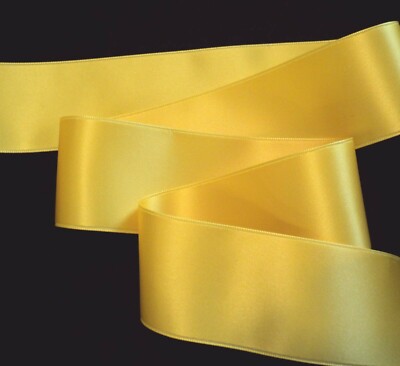 2-3/4" WIDE SWISS DOUBLE FACE SATIN RIBBON- LEMON YELLOW | eBay