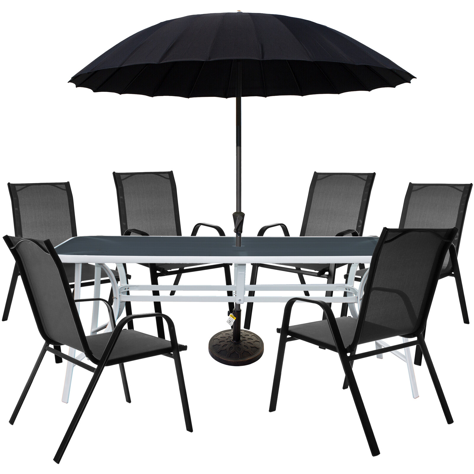 GARDEN PATIO FURNITURE OUTDOOR SUMMER LARGE 9PC LONG TABLE CHAIR ...