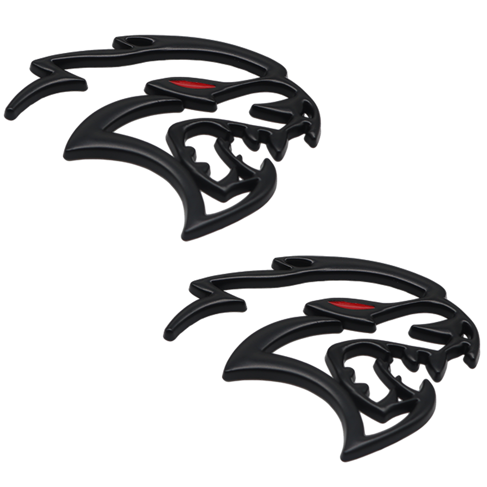 2x Metal Matte Black Devil Cat Hellcat Fender Side Emblems Badge Car ...
