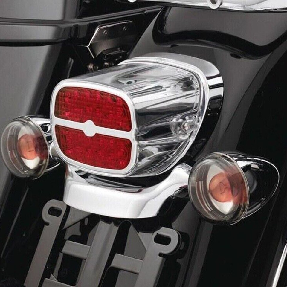 Chrome LED Brake Tail Light License Plate Lamp For Harley Fatboy ...