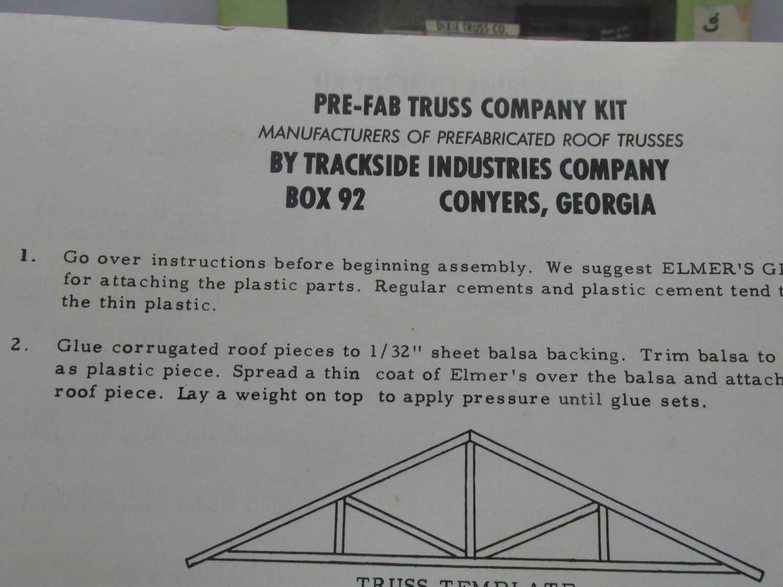 TRACKSIDE INDUSTRIES~ BOX 92-PRE-FAB TRUSS CO.-KIT~ HO SCALE | eBay