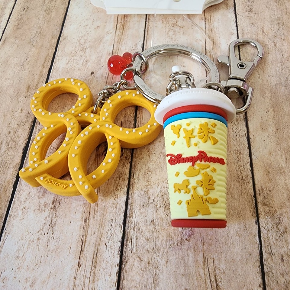 Disney Parks Snacks Cup Drink Pretzel Bag Tag Keychain New Mickey Mouse ...