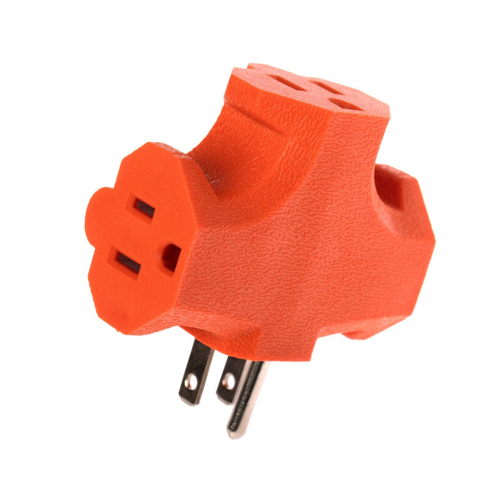 3 Outlet T Shaped Wall Plug Grounding Adapter Splitter Extender - 3 ...