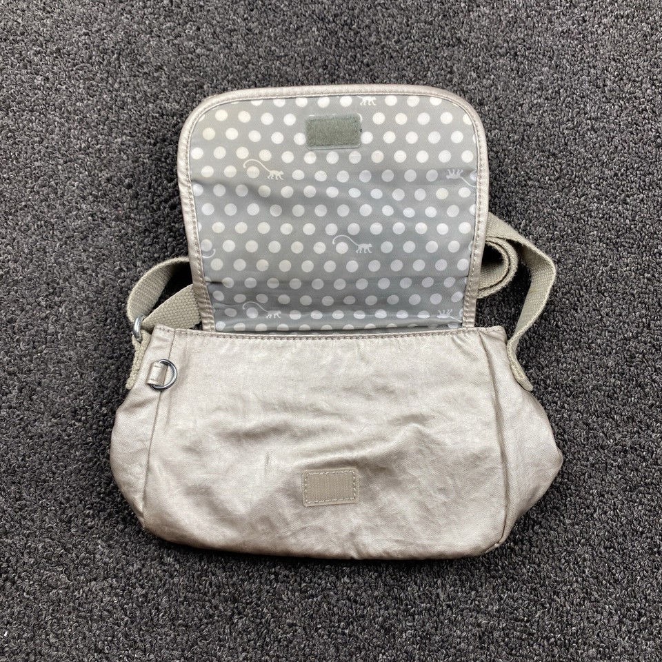 Kipling Shoulder Bag Purse Adjustable HTF Metallic Silver Small Handbag ...
