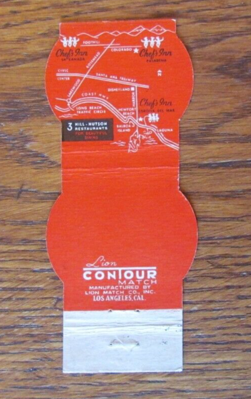 CONTOUR MATCHBOOK CHEF'S INN ROBERT HILL PASADENA CORONA DEL MAR LA ...