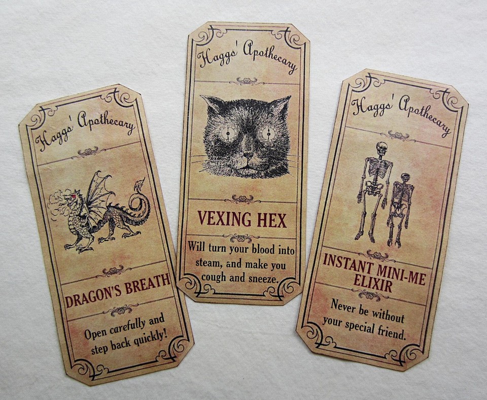 SET /15 Vintage Look APOTHECARY Potion Ingredient LABELS Halloween ...