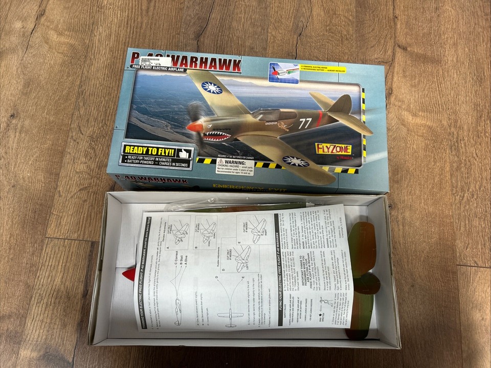 Complete Flyzone By Hobbico P-40 Warhawk Free Flight Electric Model ...