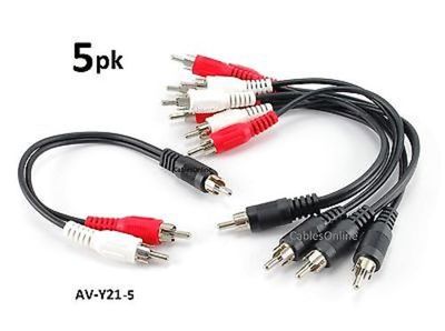 5-PACK 6 inch RCA to 2-RCA Audio Stereo Y-Splitter Cable, CablesOnline ...