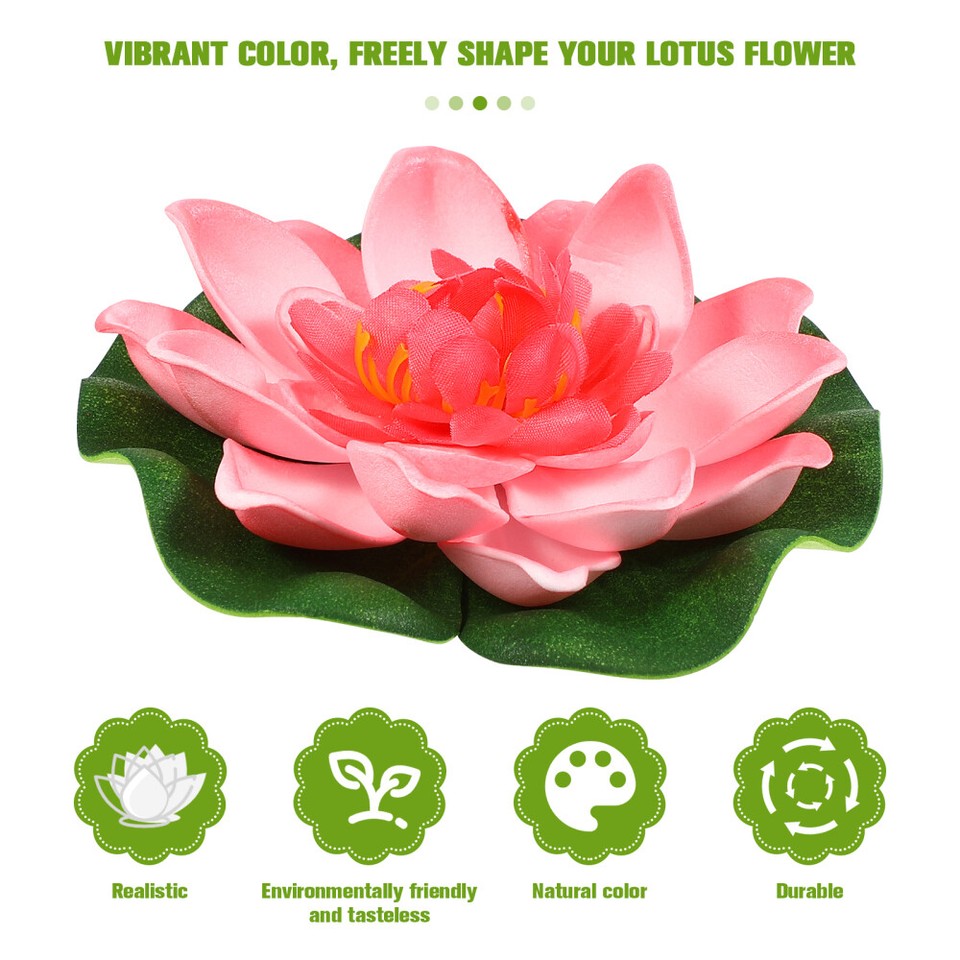 5 Pcs Artificial Lotus Water Lily Floating Flowers Live Pads for Ponds ...