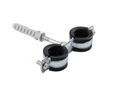 Double Pipe Clamp with Rubber & Screw Steel Tube Holder Metal Bracket ...