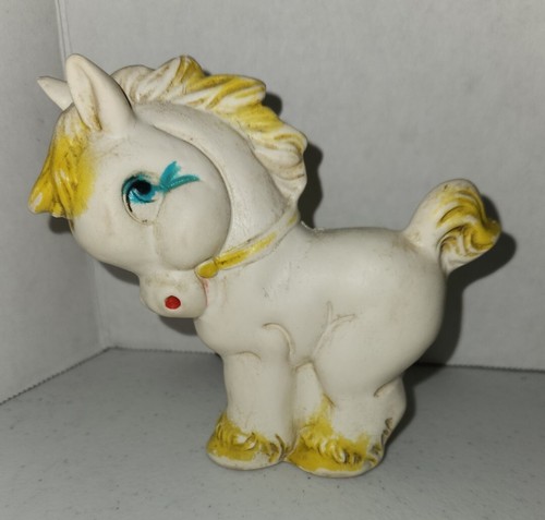 Vintage Little Pony Horse Squeaky Toy With Yellow Hooves & Mane ...