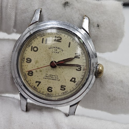 VINTAGE Monarch De Luxe Incabloc 17 Jewels Mens Mechanical Wrist Watch ...