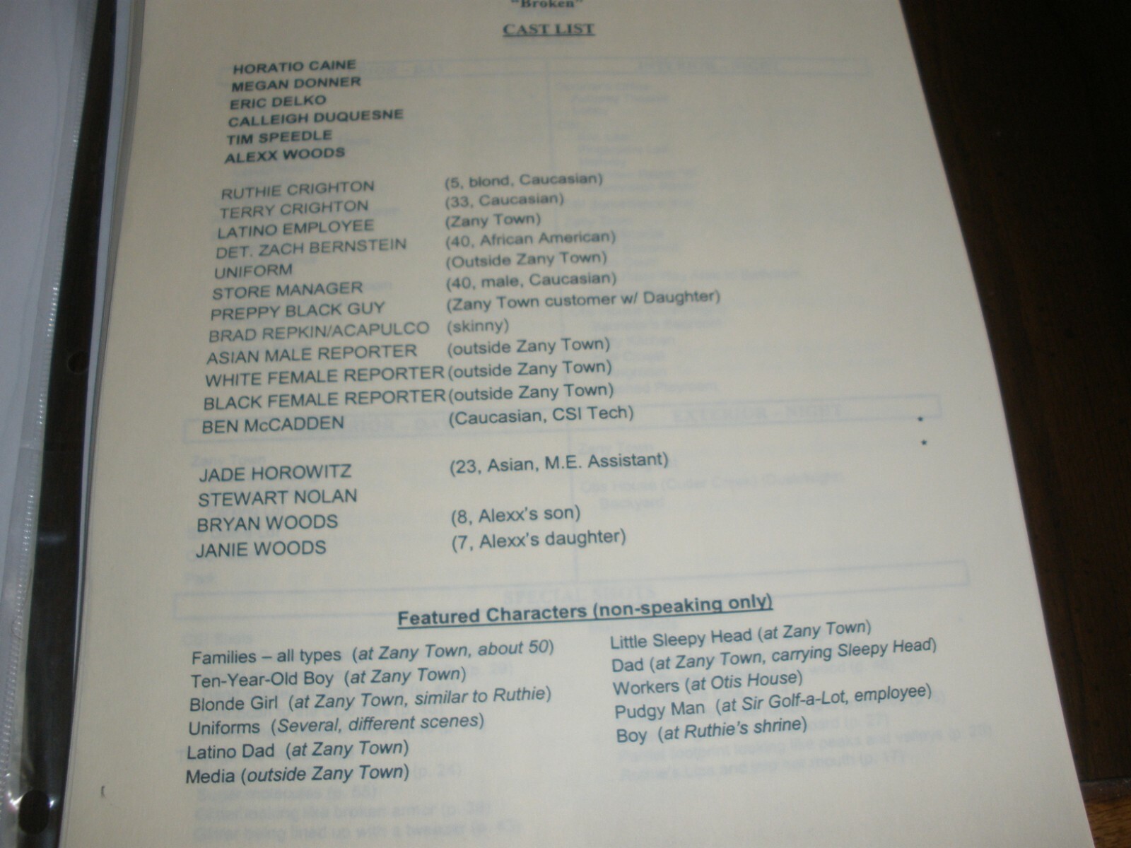 CSI Broken Episode 106 Shooting Script Deran Sarafian (D11) | eBay