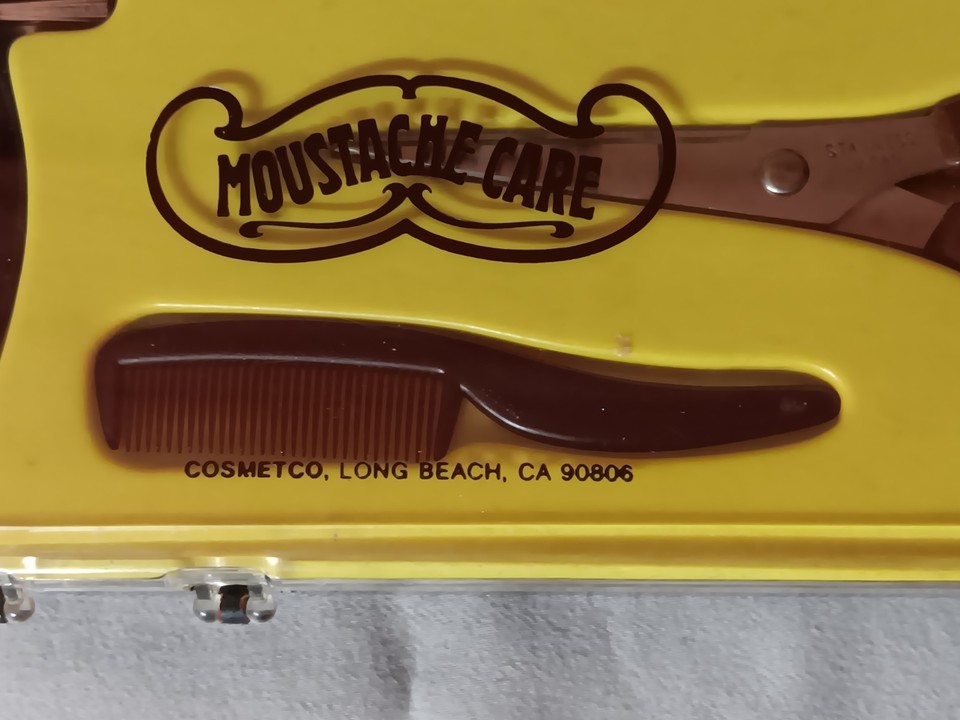 NOS Vintage Cosmet Co. Long Brach, CA Moustache Care Kit New Comb Brush ...