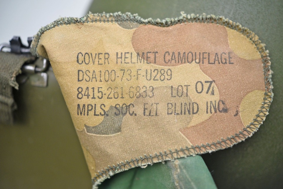 VIETNAM WAR U.S. M1C PARATROOPER HELMET w/MITCHELL PATTERN COVER -DATED ...
