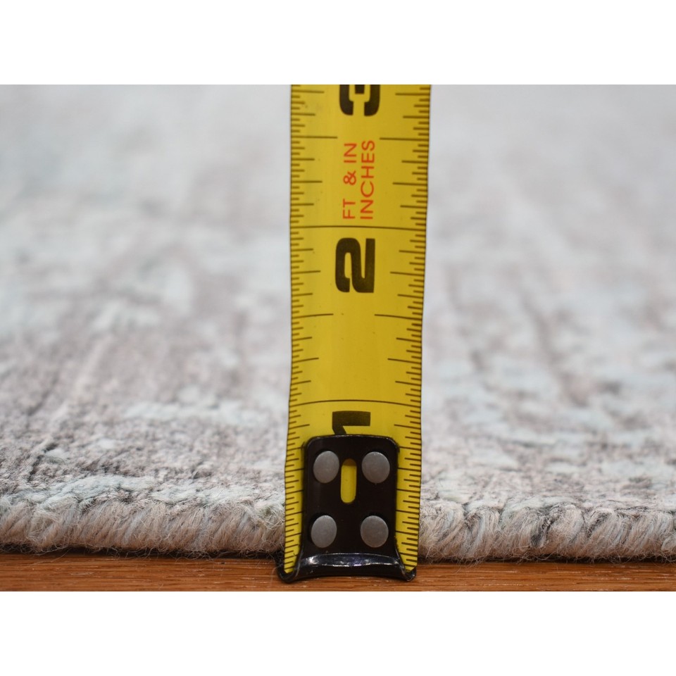 4'x9'9" Green Broken Farsian Design Wool/Silk Hand Knotted Runner Rug ...