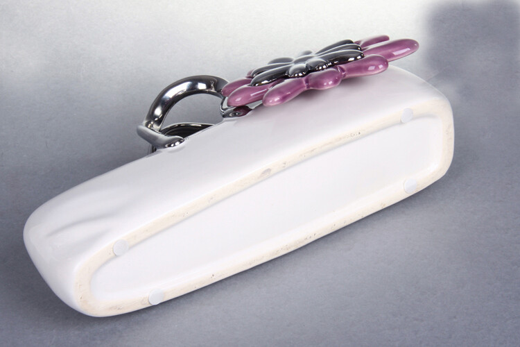 Ceramic Handbag Oblong Shaped Home Decor Purple Flower Brand New 17cm ...