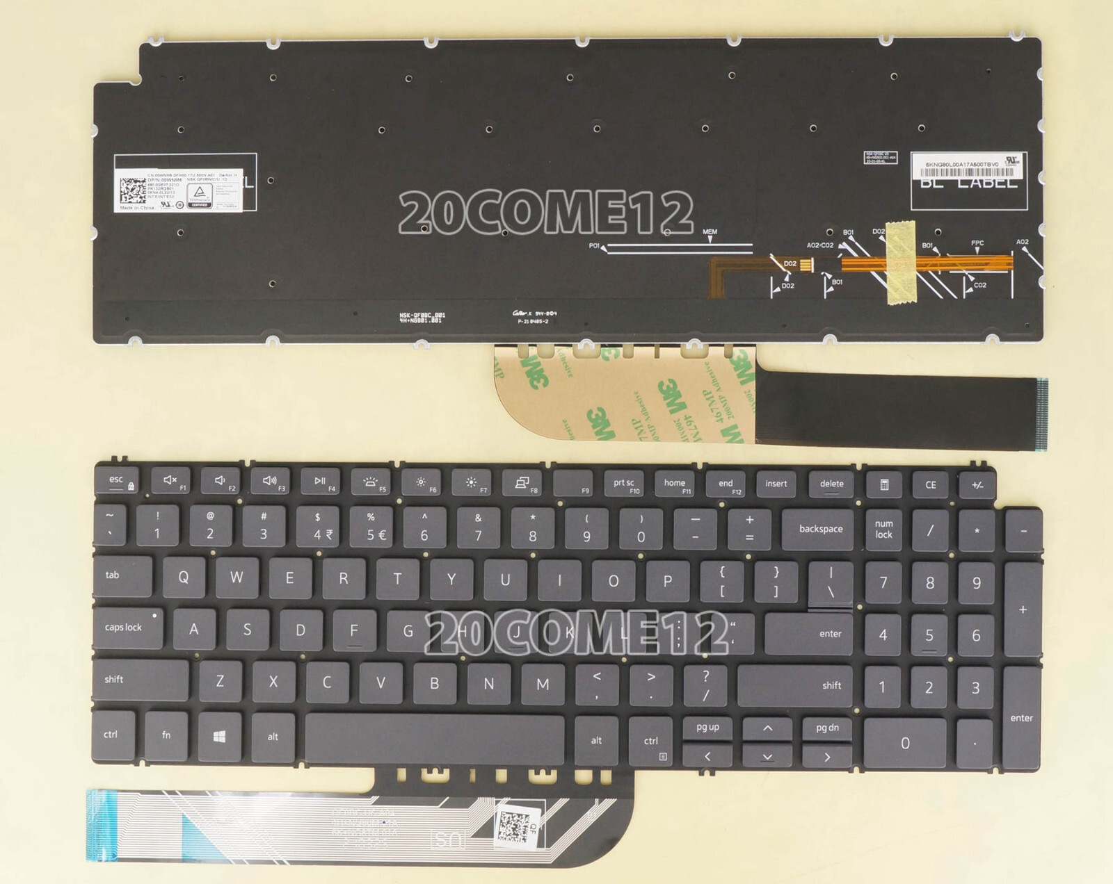 New for DELL Inspiron 7500 7506 7706 2 in 1 Keyboard Backlit US no ...