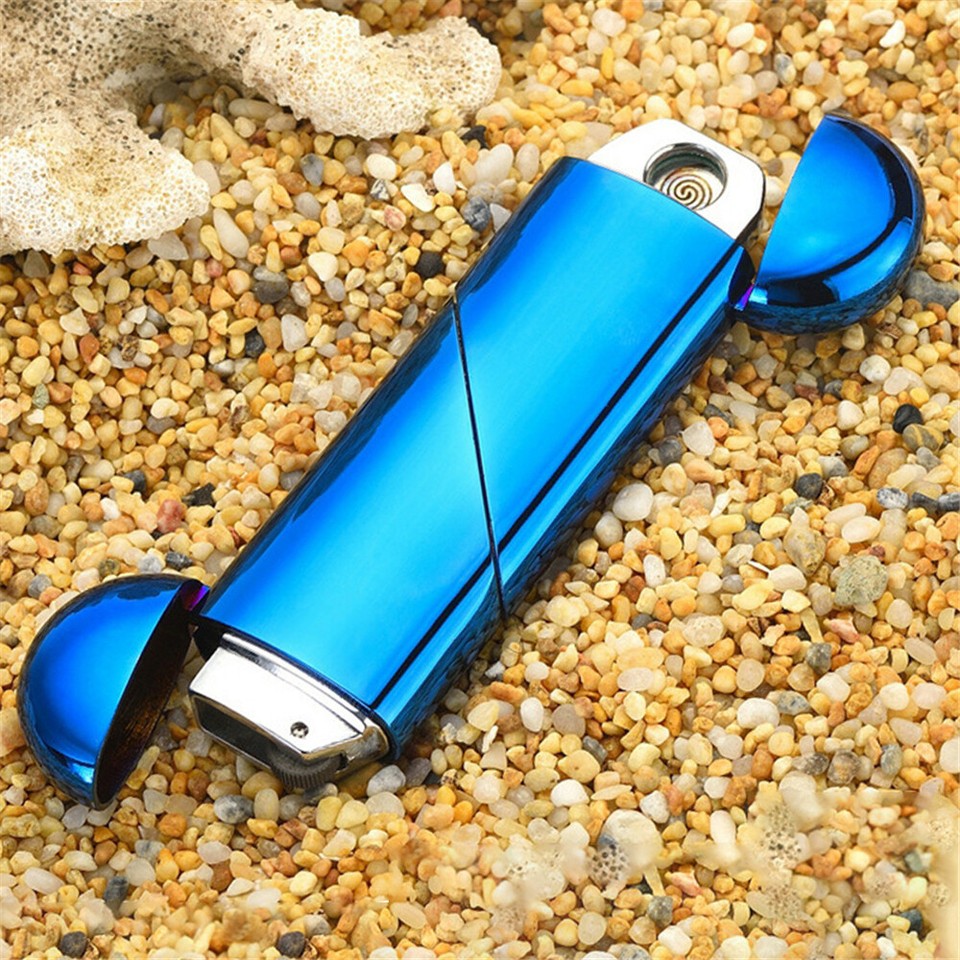 Heart Shaped Metal Lighter USB Electric Flame Windproof Butane Gas ...
