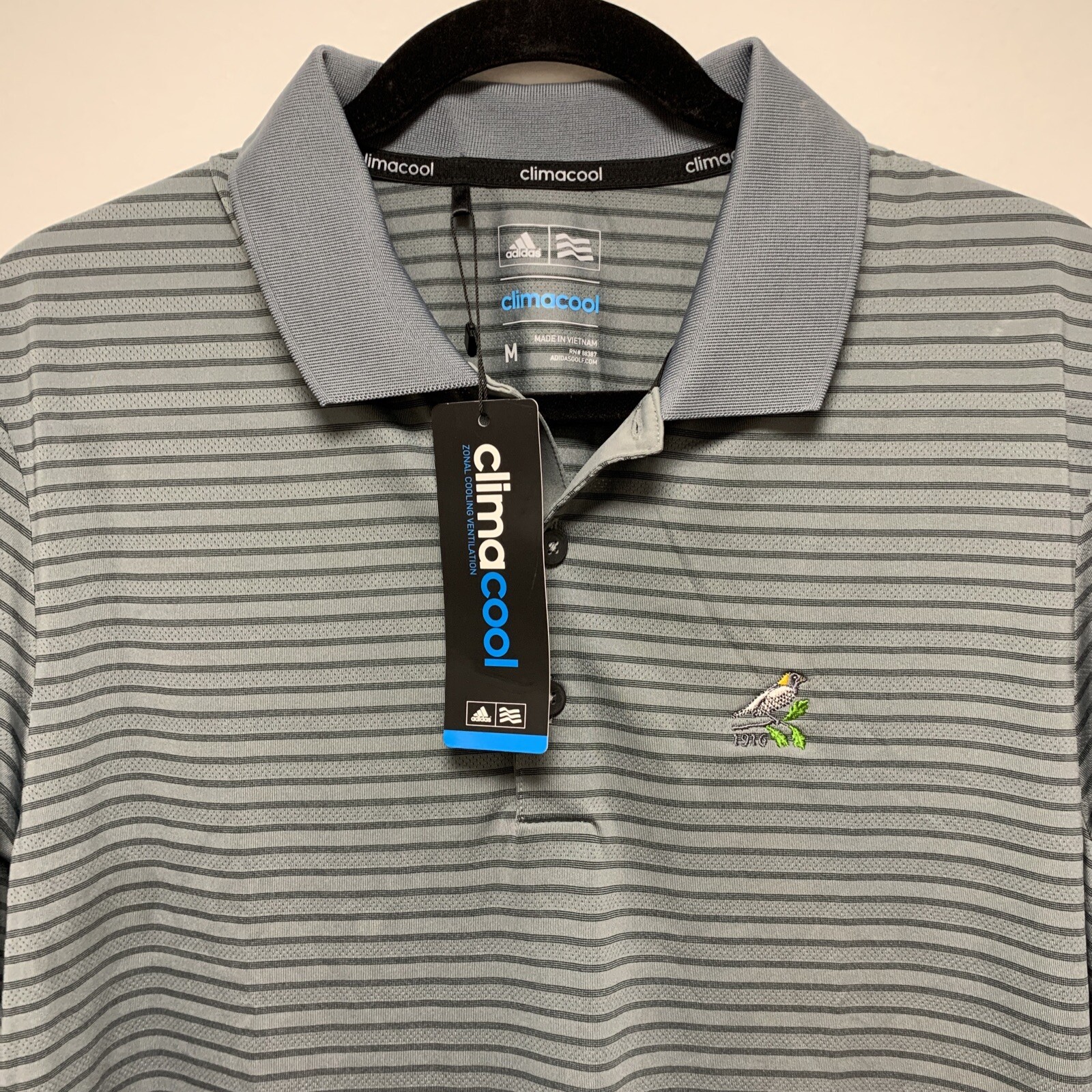 Adidas ClimaCool 2-Color Pencil Stripe Polo GOLF SHIRT (M) AE4437 Grey ...