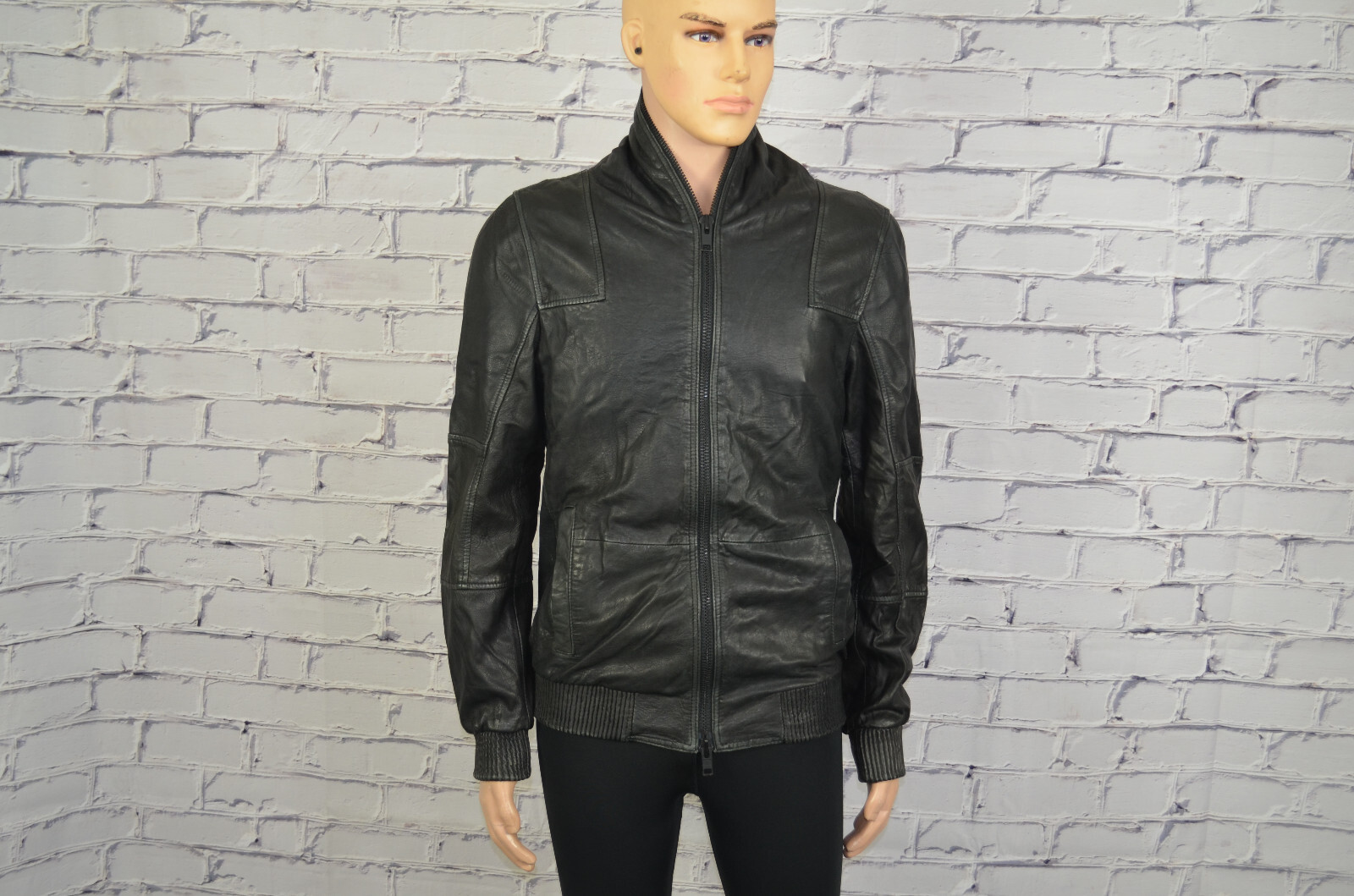 Mens All Saints Relay Leather Jacket Motorcycle Cafe … - Gem