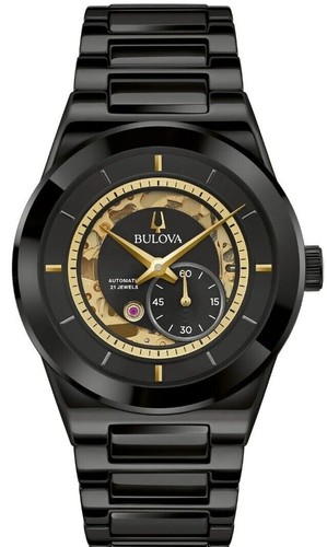 Bulova Millennia Men Automatic Open Aperture Black Ceramic Watch 41MM ...