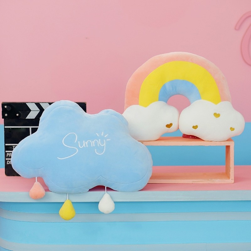 Rainbow Cuchion Soft Cloud Moon Pillow Supportive Plushie Room ...